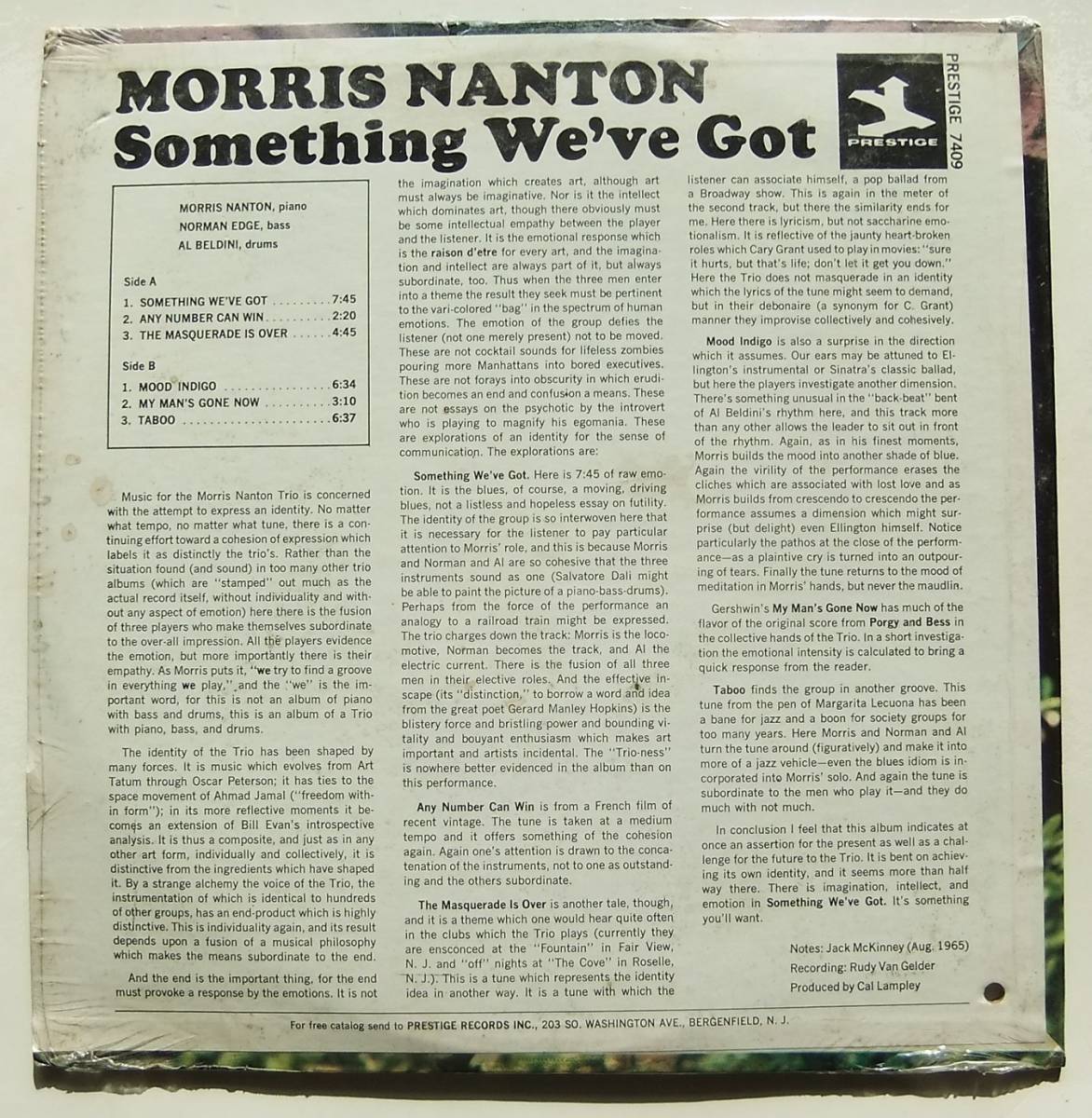 MORRIS NANTON / Something We've Got Prestige PR-7409 mono(ジャズ一般)｜売買された ...