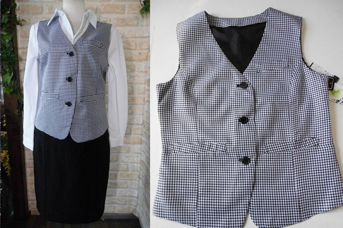 9号AR W64㎝ ウオッシャブル 事務服ベストスーツ 白黒ギンガム 訳あり(ひざ丈スカート)｜売買されたオークション情報、yahooの商品情報をアーカイブ公開 - オークファン（aucfan ...