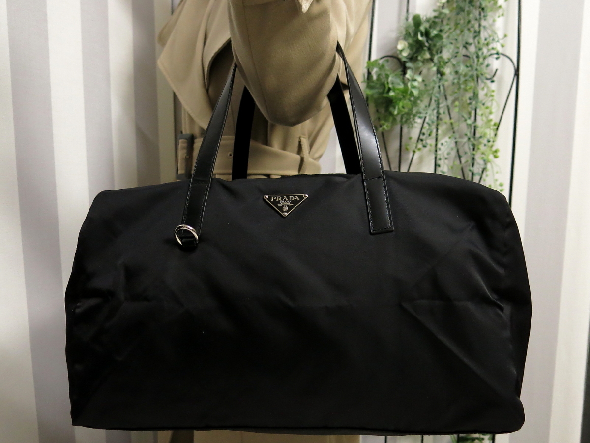 超 同様 PRADA プラダ ポコノ ナイロン カーフ レザー 本革 トート バッグ 黒 ブラック イタリア製 肩掛け B5 Js11362(トートバッグ)｜売買されたオークション情報 ...