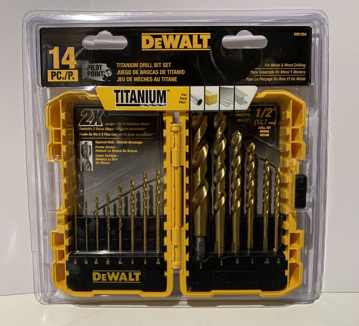 DEWALT Drill Bit Set Titanium 14-Piece DW1354 ドリルビットセット(ドリル、ドライバー、レンチ ...