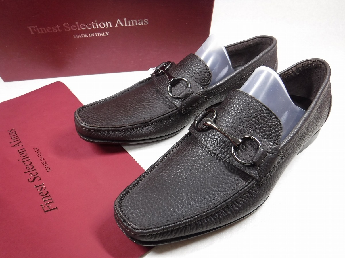 KK709 イタリア老舗 Mario Doria マリオドリア 定価27500円 濃茶牛革ビットスリッポン 26.0cm/ユナイテッドアローズ ...