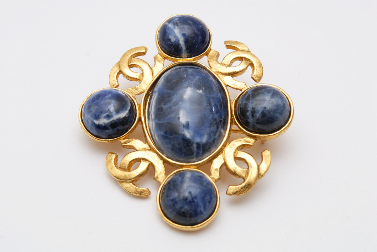 1円スタート 極 シャネル CHANEL ココマーク カラーストーン ブローチ 金 ゴールド 95A アクセサリー ヴィンテージ GD ...