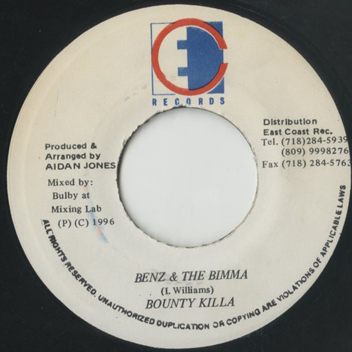 Bounty Killer - Benz & The Bimma East Coast/Jamaica/7/1996/Reggae/レゲエ ...