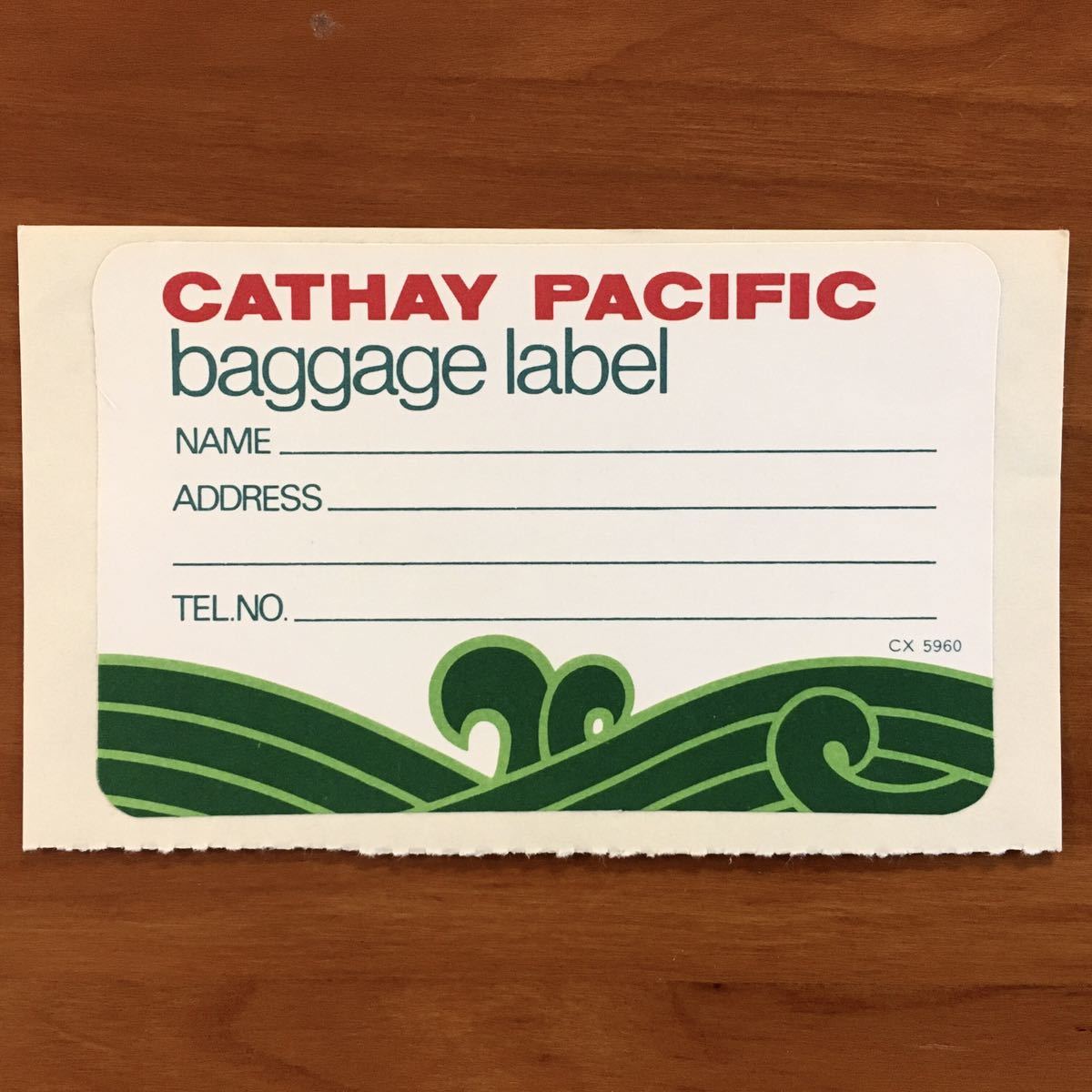 キャセイパシフィック航空 Cathay Pacific Airways 70's Vintage baggage label ラゲッジ ラベル ...