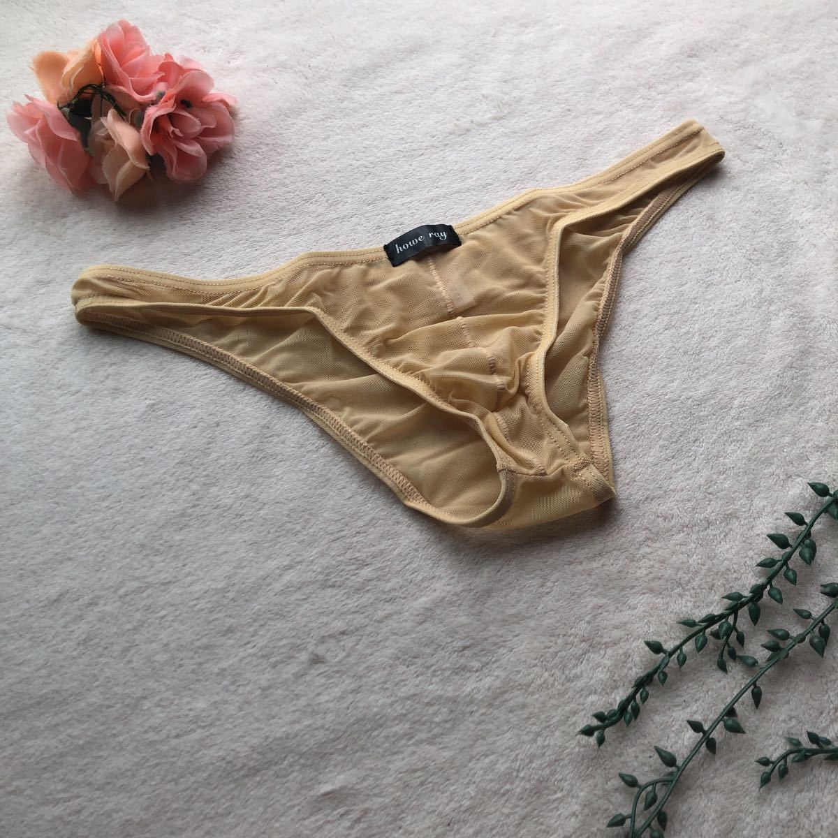 メンズ howe ray Mサイズ モテる予感 シースルー スケスケ クリーム ぴったり エロセクシー ショーツ パンツ ビキニブリーフ(M ...