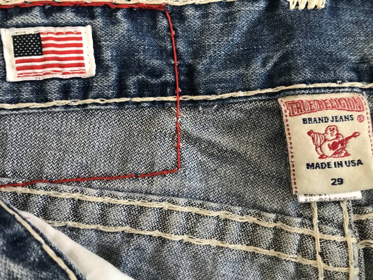 TRUE RELIGION トゥルーレリジョン RICKY SUPER T ホワイトステッチ デニムパンツ 未裾直 米国製 29 BJBJ.H ...
