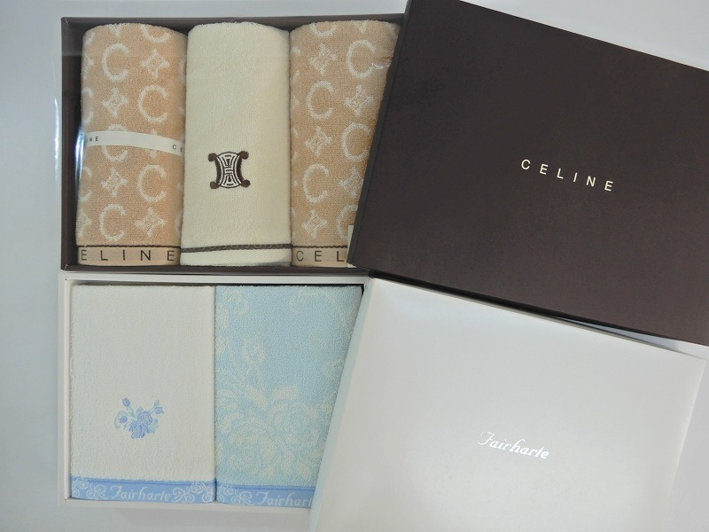 E628 CELINE セリーヌ他 フェイスタオル 75×35cm 計5枚 ベージュ 白色 綿100% 元箱 タオル/バス用品(その他)｜売買されたオークション情報、yahooの商品情報を ...