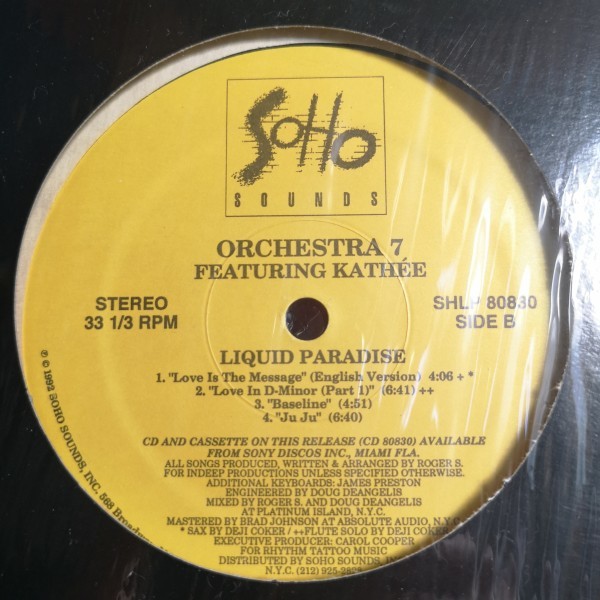 Orchestra 7 - Liquid Paradise 1992 US Original LP / 90's 初期のRoger SによるディープなLP(ハウス)｜売買されたオークション情報 ...