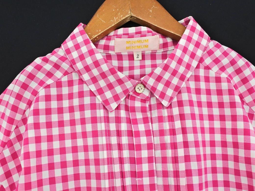 ネコポスOK MINIMUM ミニマム ギンガムチェック シャツ size2/白xピンク bca2(トップス)｜売買されたオークション情報、yahooの商品情報をアーカイブ公開 ...