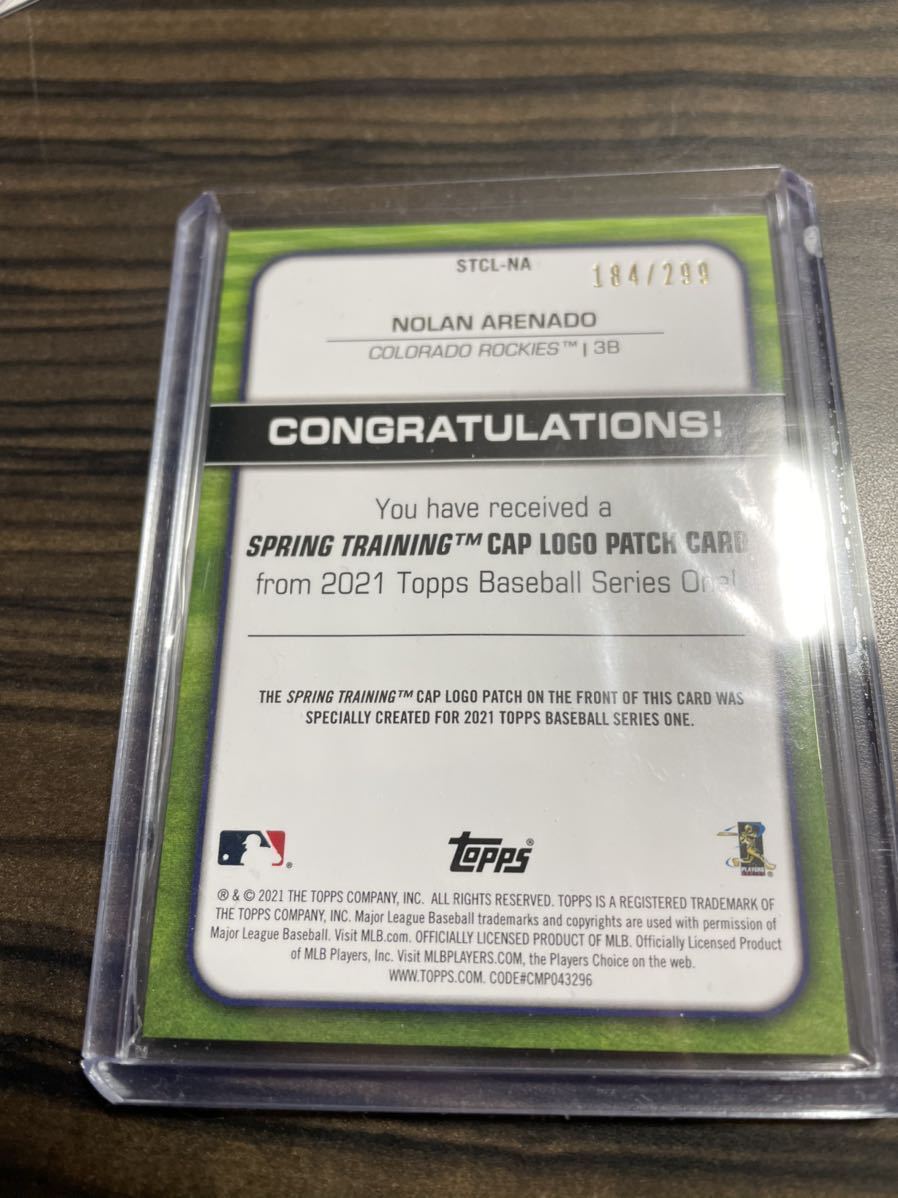 TOPPS series1 NOLAN ARENADO spring training CAP LOGO patch card 299枚限定 ...