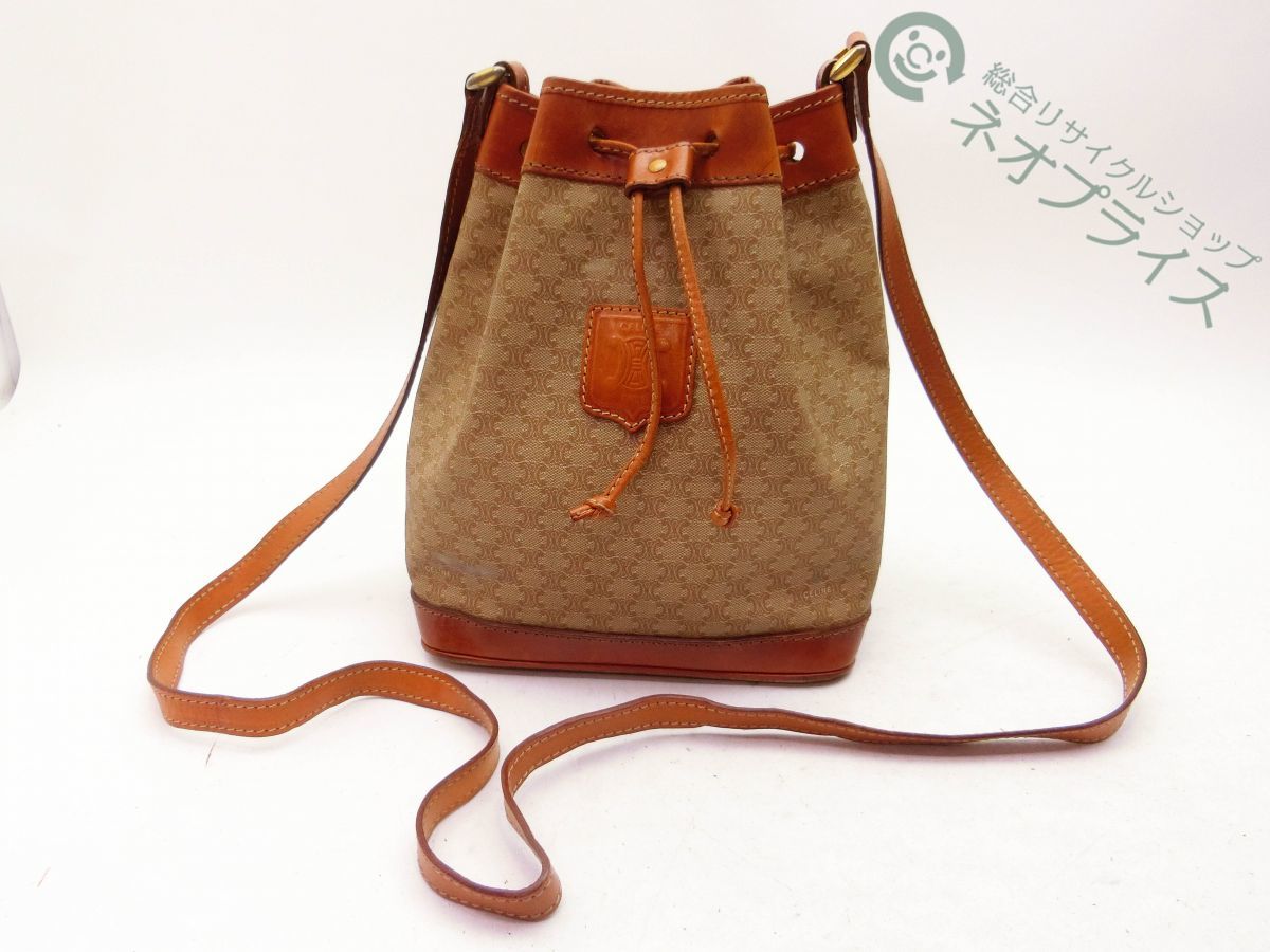 S6506 CELINE セリーヌ マカダム柄 ブラゾン PVC × レザー 巾着 ショルダー バッグ(ショルダーバッグ)｜売買された ...