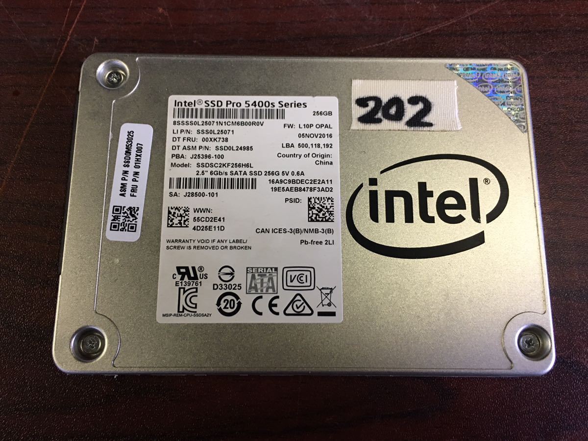 202 ジャンク Intel SSD Pro 5400s Series 256GB SSD SSDSC2KF256H6L(256GB～)｜売買 ...