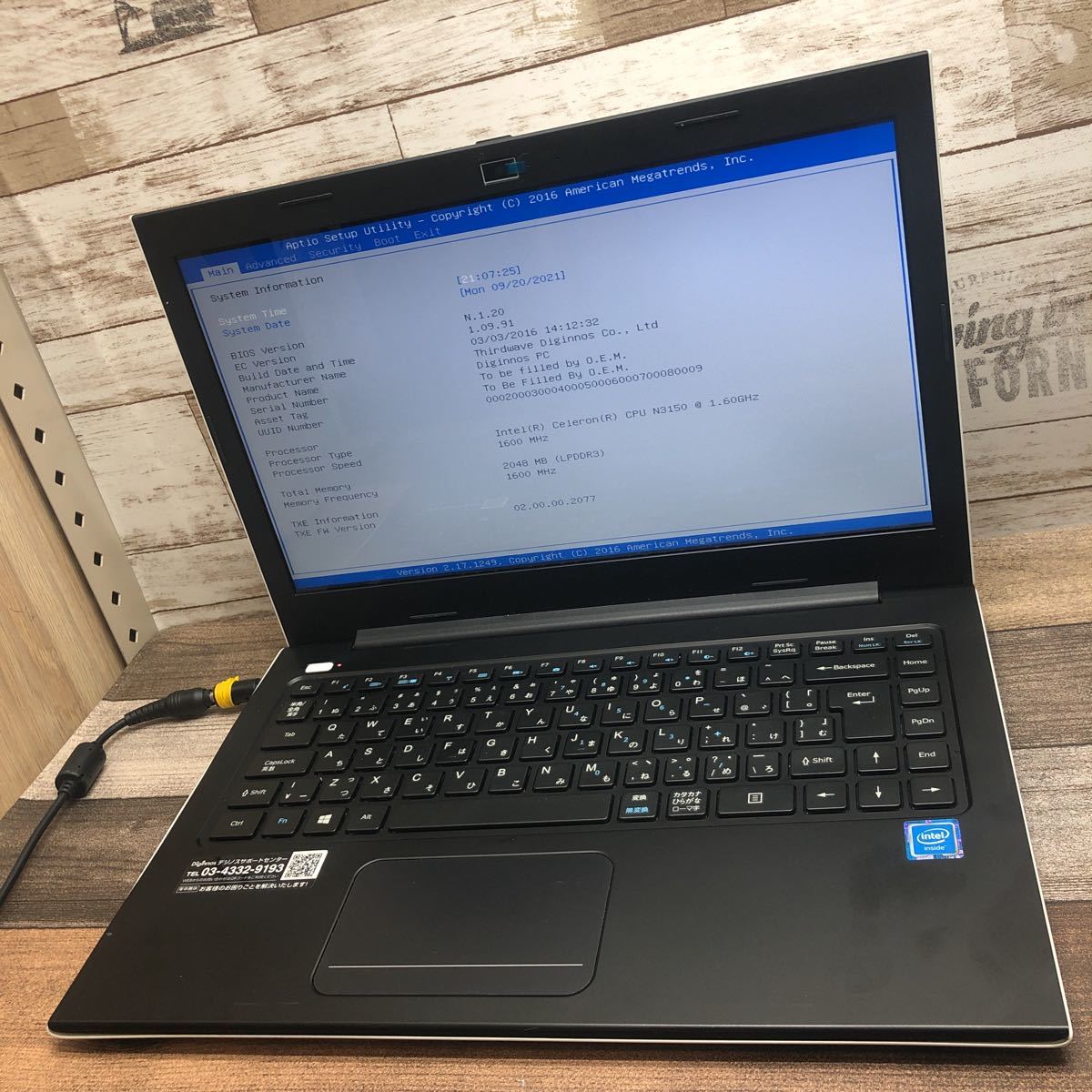 ジャンク THIRDWAVE Diginnos VH-AD Celeron N3150 1.60GHz 2GB P30219(ノートブック ...