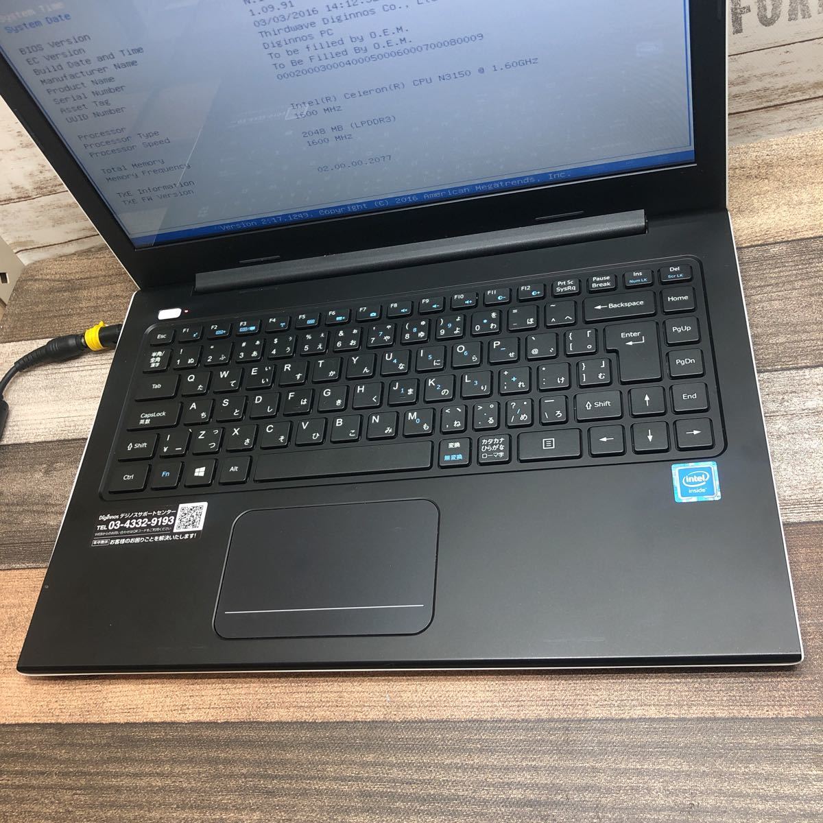 ジャンク THIRDWAVE Diginnos VH-AD Celeron N3150 1.60GHz 2GB P30219(ノートブック ...