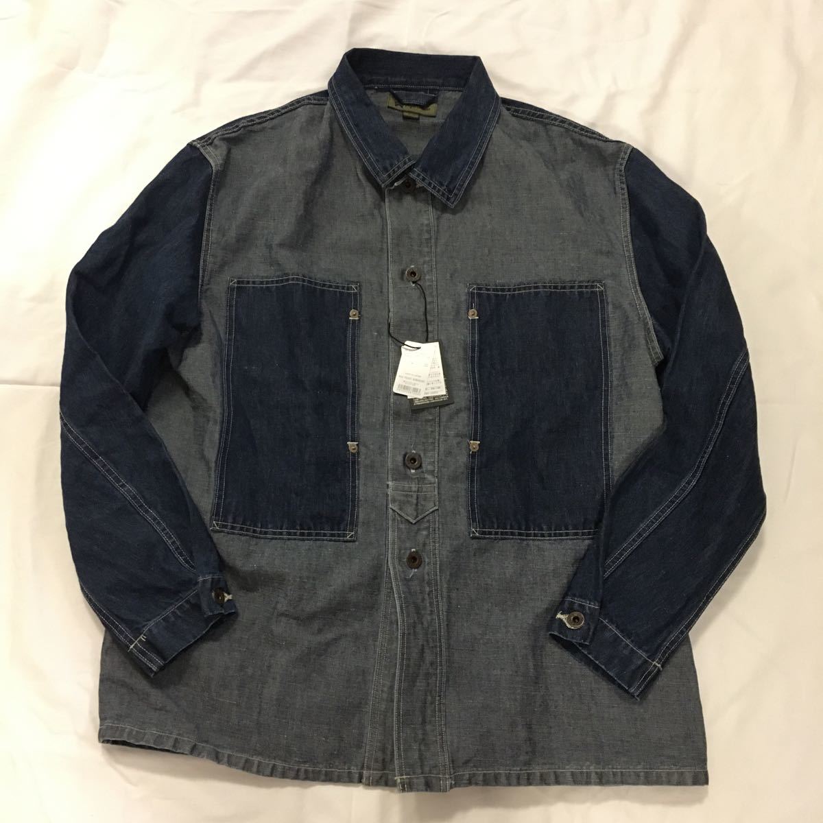 21SS 定価30800円 Nigel Cabourn UTILITY JACKET COTTON LINEN DENIM インディゴ ...