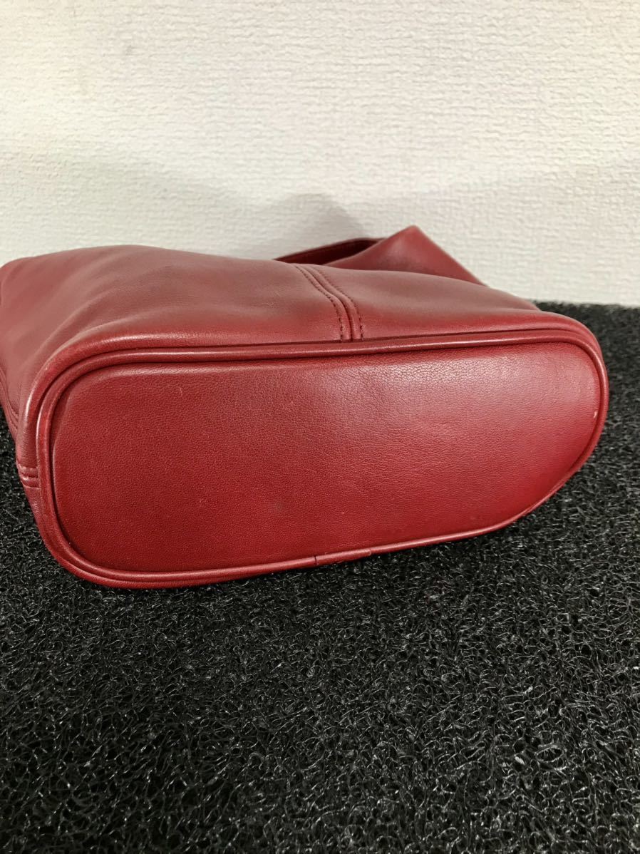 D737 1円スタート COACH/コーチ/L7H-4148 本革レザー ショルダーバッグ/ワンショルダーバッグ/カバン/レッド/OLD ...