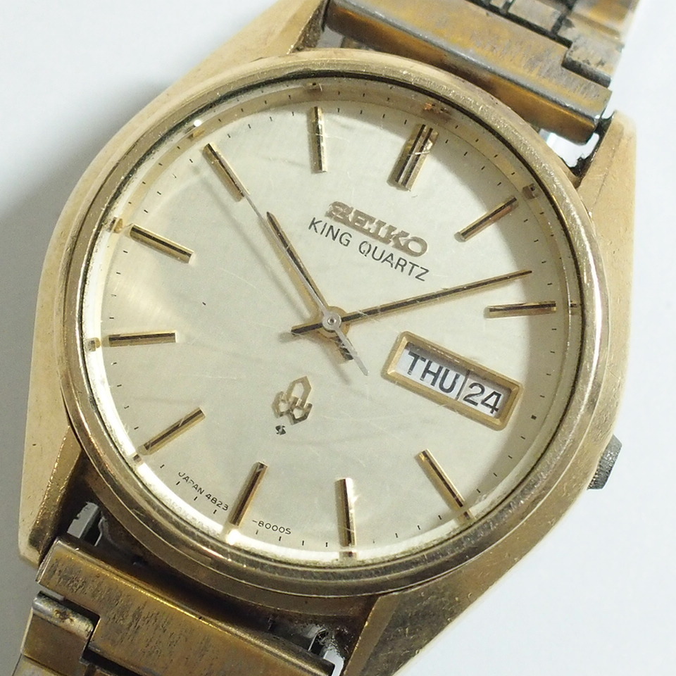 セイコー SEIKO キングクォーツ メンズ 腕時計 4823-8000 KING QUARTZ ゴールドカラー デイデイト ジャンク ...