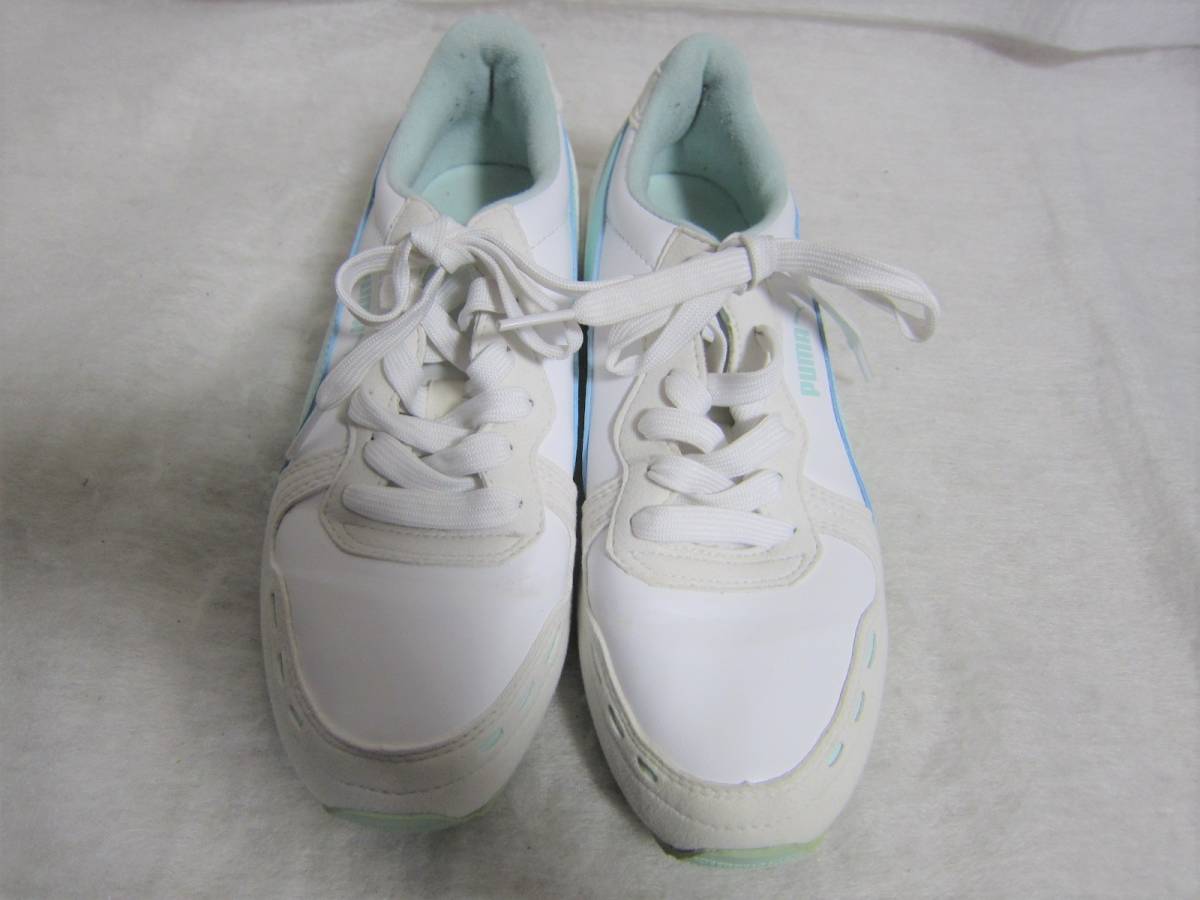 puma CABANA RACER SL BG プーマ カバナレーサー 351979 80 白/水色 23㎝ US5C 数回着用品 ...