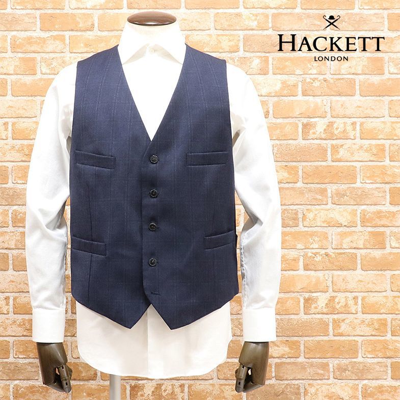 1円/秋冬/HACKETT LONDON/44 3L サイズ/きれいめベスト HM450329R なめらかウール100％ チェック トラッド ...