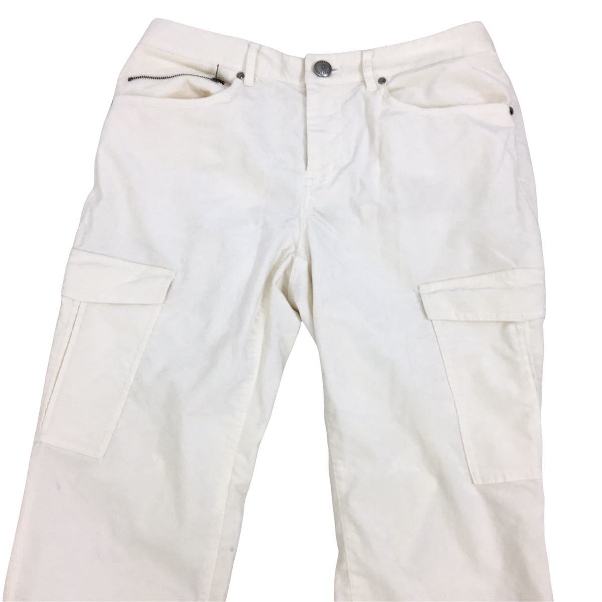 Y422 23区 カーゴパンツ テーパード ストレッチ パンツ 44 2XL 相当 レディース ボトムス アイボリー 系 オンワード樫山(XL ...