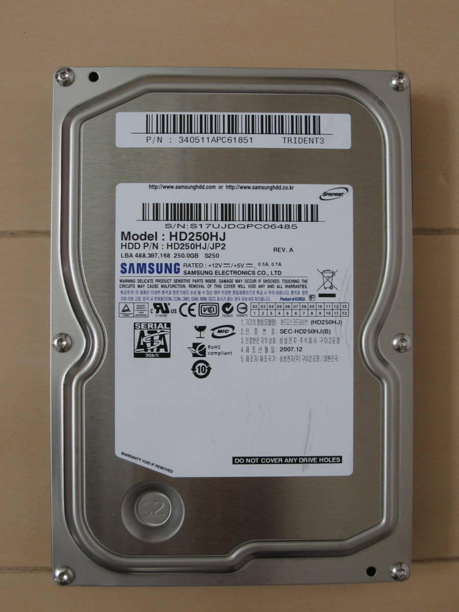 SAMSUNG 250GB HD250HJ 3.5インチHDD Used 彡(200GB～)｜売買されたオークション情報、yahooの商品情報 ...