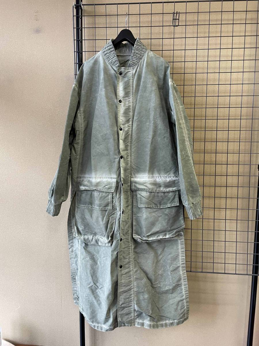 MADE IN ITALY SOLLECITI ETHIQUE LONG SUMMER JACKET IN GREEN REGENERATED ECONYL NYLON sizeS ロング ...