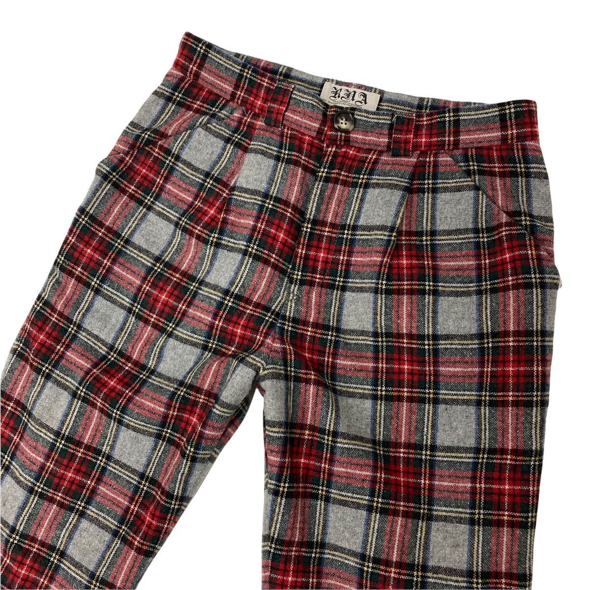 E-541 RNA アールエヌエー ウール チェック タック テーパード パンツ size M グレー レッド 柄 R2864 メンズ レディース(ボトムス)｜売買されたオークション情報 ...