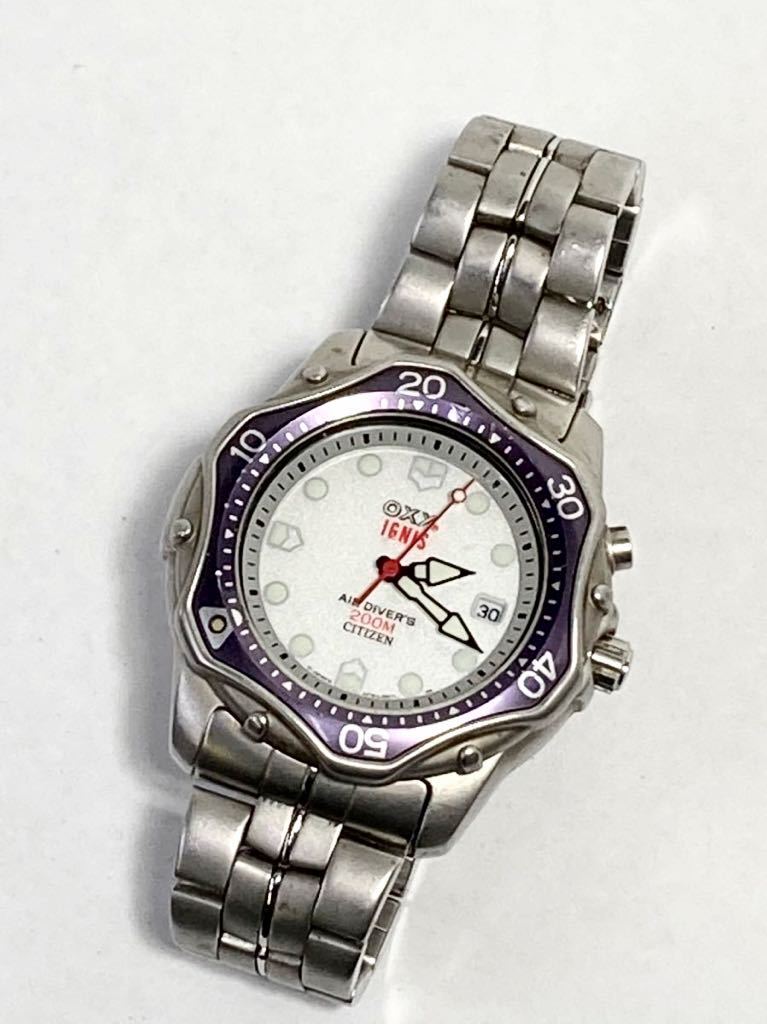 #ZZ-52 CITIZEN シチズン OXY IGNIS AIR DIVER’S 200M メンズ腕時計 6218-L12155 Y 腕周り ...