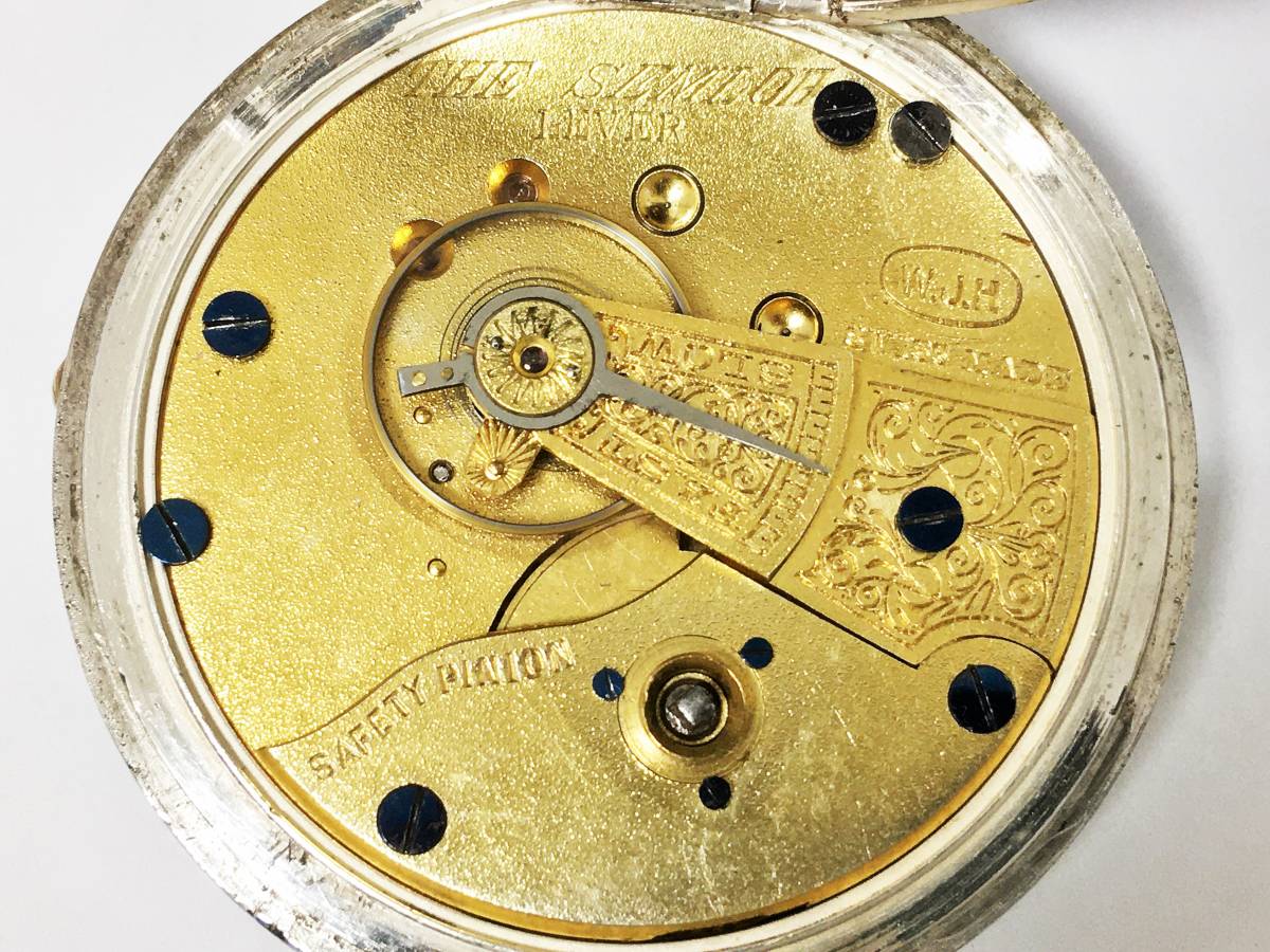 1900s 英国 W.J.Holmes London THE SEMLOH LEVER 大型18S 鍵巻き スイスムーブ イギリス大型懐中時計 ...