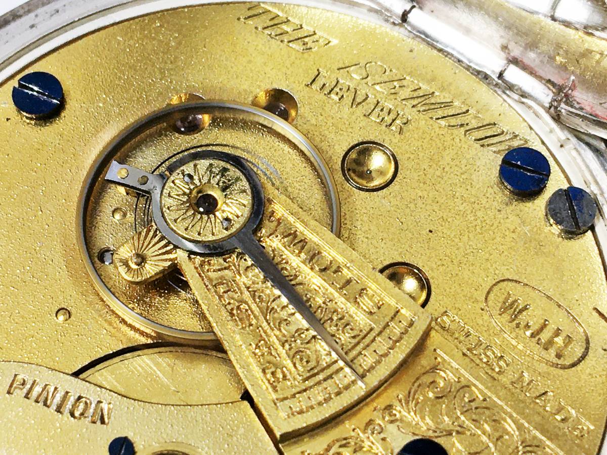 1900s 英国 W.J.Holmes London THE SEMLOH LEVER 大型18S 鍵巻き スイスムーブ イギリス大型懐中時計 ...