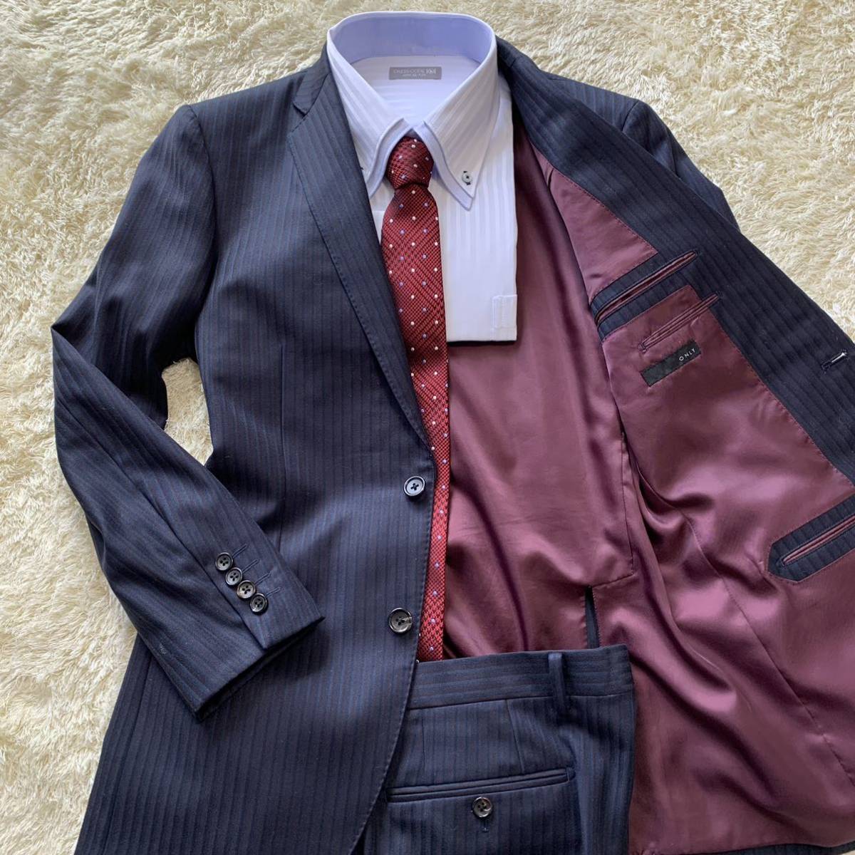 オンリー REDA 大人の色気 ONLY スーツ セットアップ テーラードジャケット ストライプ Silky Effect ダークネイビー M位(Mサイズ)｜売買されたオークション情報 ...