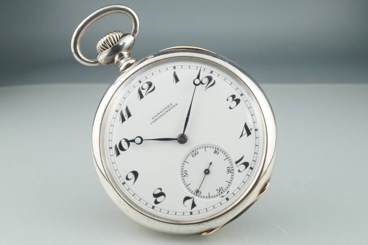 ロンジン クロノメーター 懐中時計 cal.19.95 ブレゲ数字 手巻き 銀無垢 ポーセリン LONGINES CHRONOMETER POCKET アンティーク(手巻き)｜売買された ...