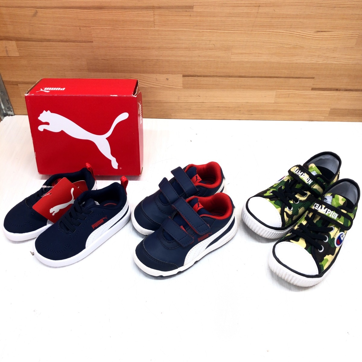 含む puma×puma×champion プーマ チャンピオン まとめ売り 3足セット スニーカー 13cm 14cm 16cm キッズ ...
