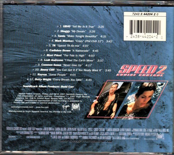 輸入盤 OST - Speed 2 UB40 Tamia Shaggy Maxi Preast Common Rayvon Betty ...