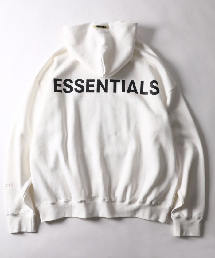 FOG ESSENTIALS エッセンシャルズ リフレクターロゴ バックプリントパーカー ホワイト M HOODIE刺繍フーディーFear ...