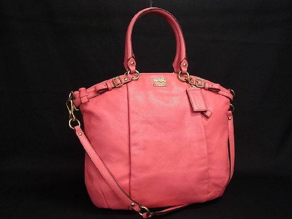 1円 COACH コーチ 18641 レザー 2WAY ハンドバッグ ショルダーバッグ 肩掛けかばん レディース ピンク系 b3205BM ...