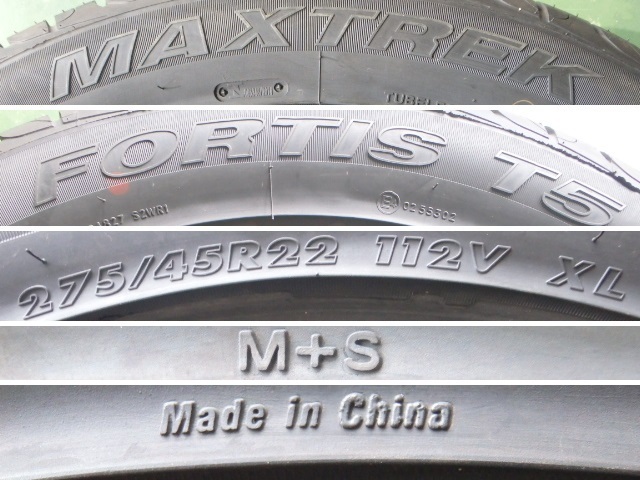 P2566-MAX TREK FORTIS T5 275/45R22 112V XL 9.9分山 1本のみ サマータイヤ 2019年製(中古品 ...