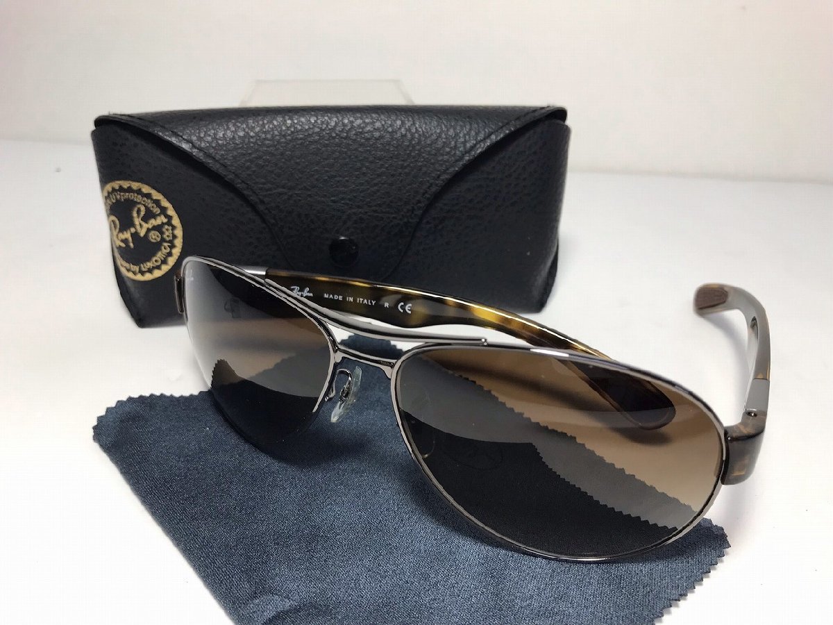 キングラム 01 Ray-Ban レイバン サングラス RB3509 004/13 ケース付き/ ティアドロップ ブラウン×シルバー べっ甲 ...