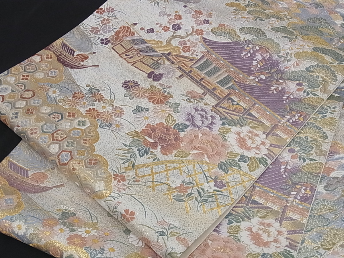 着物屋こころ 六通柄袋帯 唐織 作家物 雲取り人物風景花文 金糸 正絹 逸品 B-ey150(仕立て上がり)｜売買されたオークション情報 ...