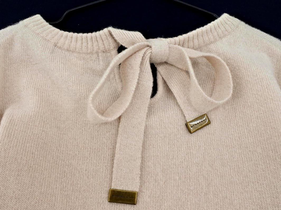 BURBERRY バーバリー ブルーレーベル ウール混 バックリボン ニット セーター size38/ベージュ cjb1 レディース(トップス ...