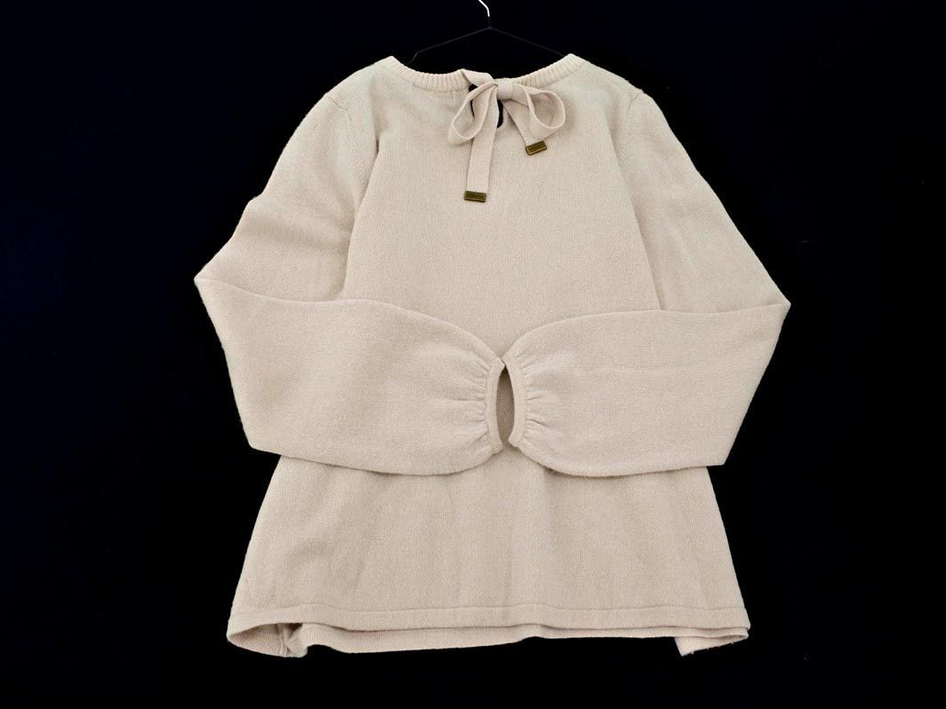 BURBERRY バーバリー ブルーレーベル ウール混 バックリボン ニット セーター size38/ベージュ cjb1 レディース(トップス ...