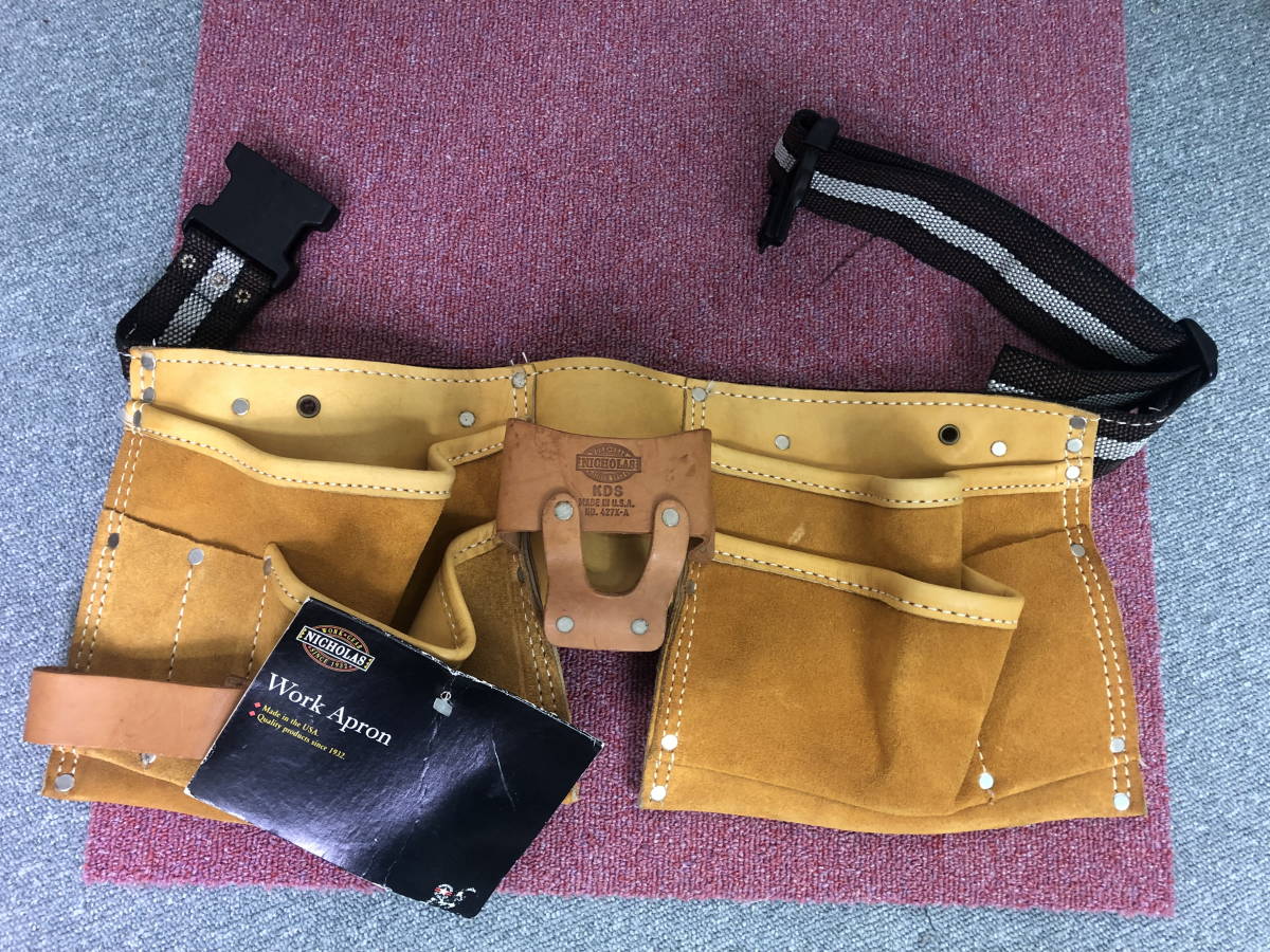 倉庫整理 ニコラス 本革製腰袋 2×4用エプロン NICHOLAS Work Apron 現場 土方 工具 ツールホルダー 3 注意有(腰袋 ...