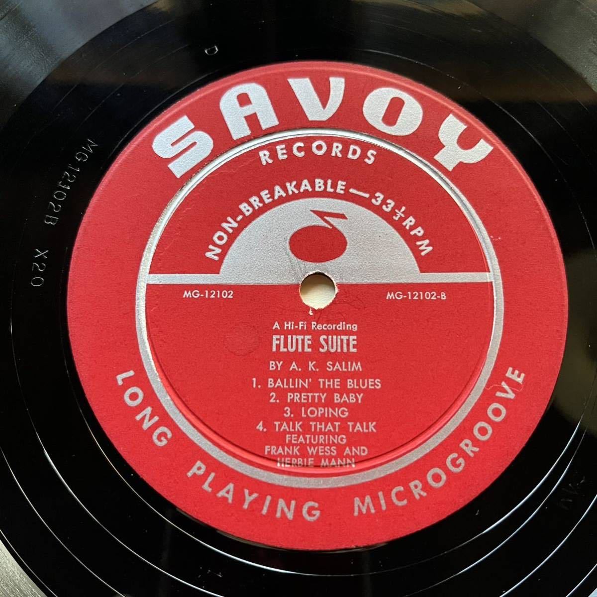 稀少 US Orig. 両面DG 手書きRVG刻印 赤ラベル MONO SAVOY名盤 A.K.SALIM FLUTE SUITE FRANK WESS/JOE WILDER/HANK ...