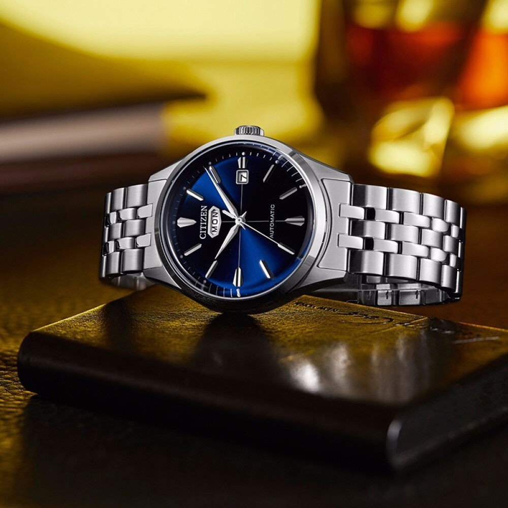 1円 正規品 CITIZENシチズン 復刻 C7 クリスタル7 腕時計アナログカレンダー自動巻きメカニカルステンレスベルトブルーシルバーカ ...