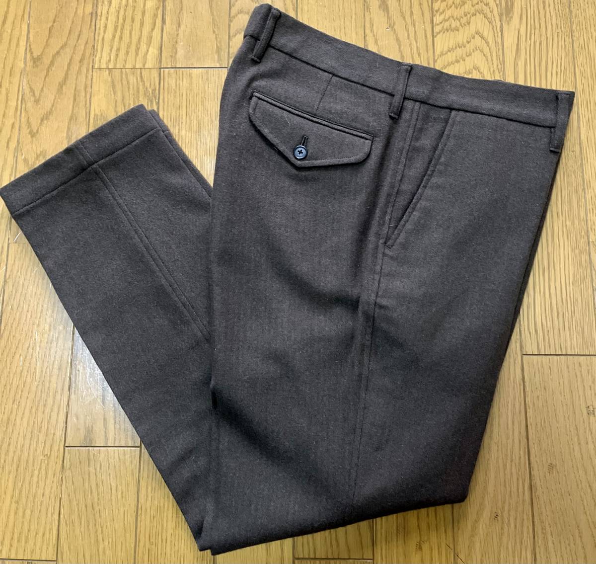 EDIFICE エディフィス テーパードノータック ウール スラックス/パンツ ブラウン サイズ 48(ボトムス)｜売買されたオークション情報、yahooの商品情報をアーカイブ公開 ...