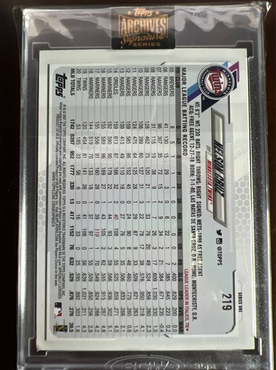 MLB TOPPS 2022 ARCHIVES SIGNATURE SERIES Nelson Cruz 直筆サインカード /25(Topps ...