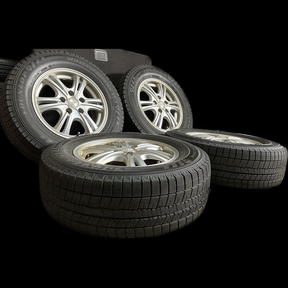 2020年製DUNLOP付 社外 205/65R15 6J+50 5穴 PCD114.3 M12 ハブ径73 15インチ アルミ ホイール ...