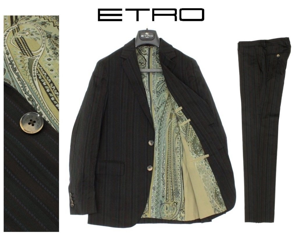 27万 48=M エトロン ダーク系ストライプストレッチスーツ ETRO 1円(テーラードジャケット、ブレザー)｜売買されたオークション情報、yahooの商品情報をアーカイブ公開 ...