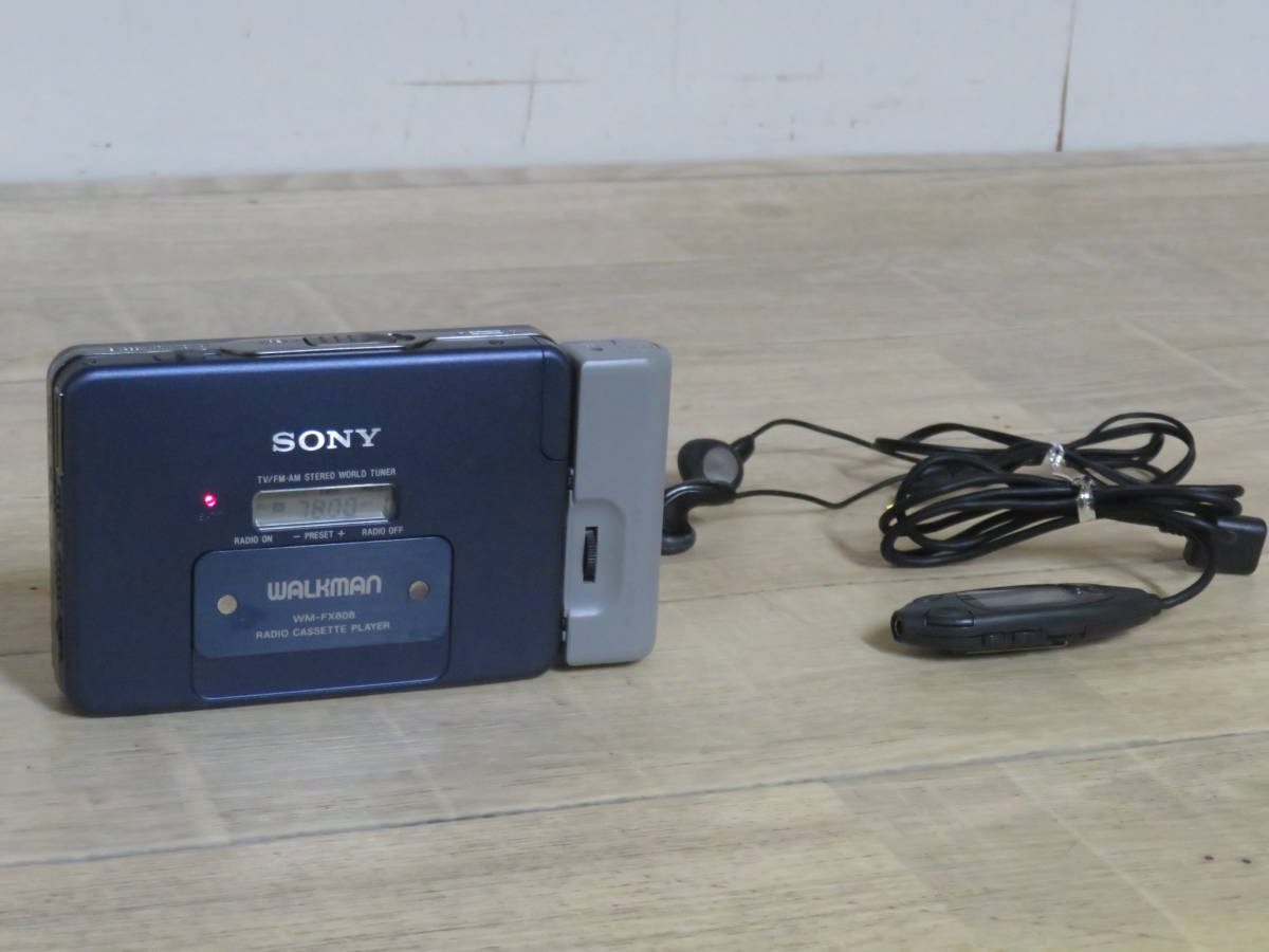 SONY ソニー WALKMAN FM/AMラジオ ポータブルカセットプレーヤー WM-FX808 メタルブルー 電池ボックス/イヤホン付き ...