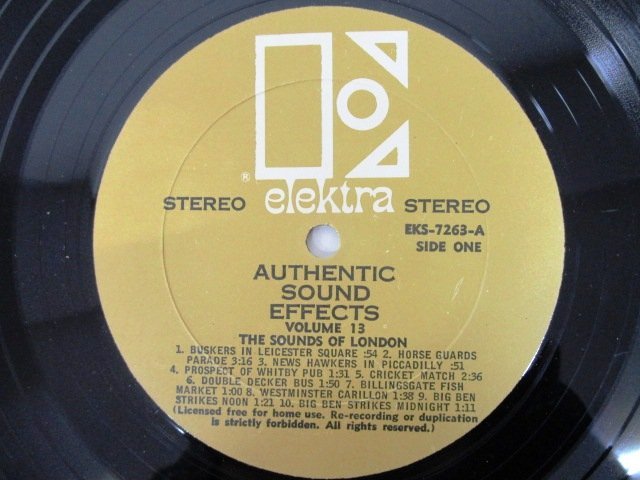 F865 レコード AUTHENTIC SOUND EFFECTS VOL.13 / JAC HOLZMAN EKS-7263 ELEKTRA ...